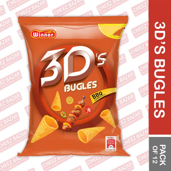 Buy Winner Foods 3D’s Bugles BBQ – Pack of 12 - Cheez Bazar